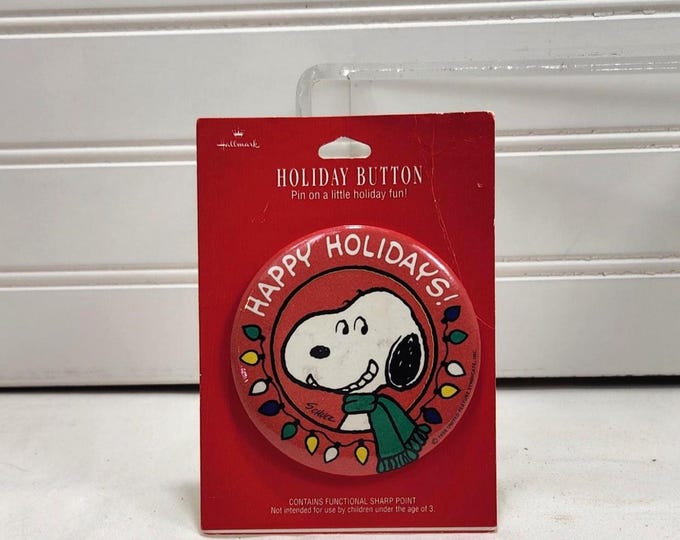 Pinback Button, Holiday Pin Snoopy, 1992 Vintage Hallmark Pin on ...