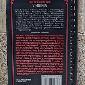 Cookbook, Best of the Best From Virginia, Selected Recipes 4th Print ...