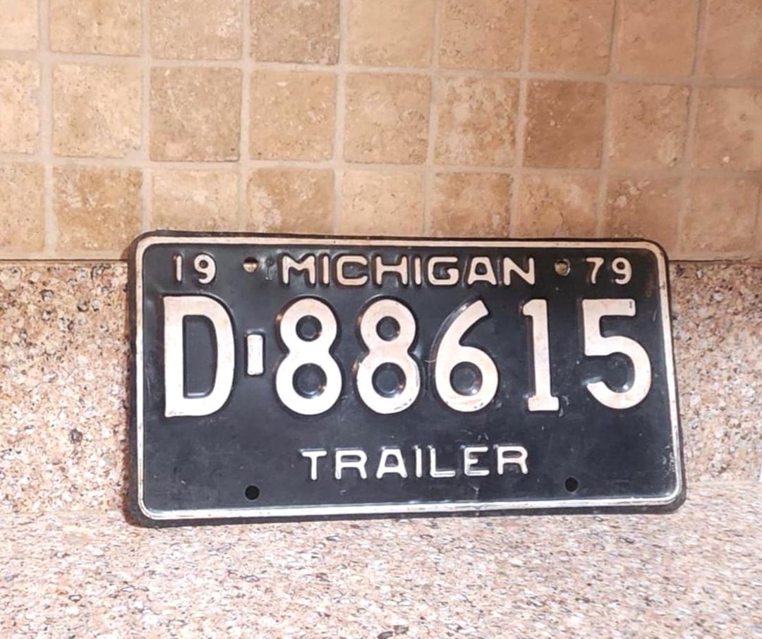 Michigan Trailer License Plate, 1979 Metal Raised Letters - Numbers ...