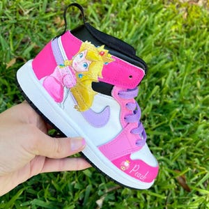 Hand-painted Princess Peach Jordan 1 Mid, Custom Sneakers - Etsy