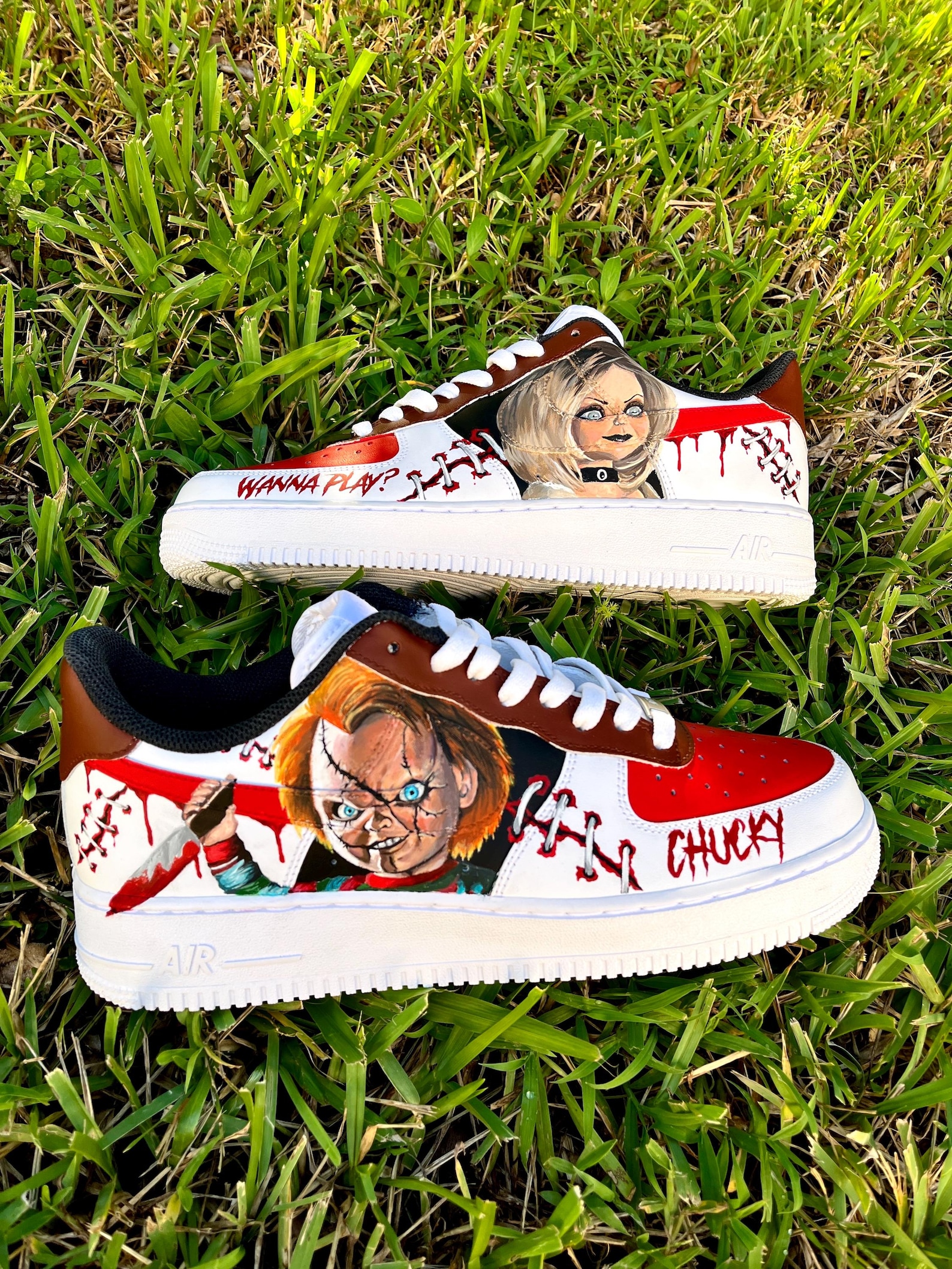 Custom Hand-painted Horror Sneakers, Chucky Air Force 1s - Etsy