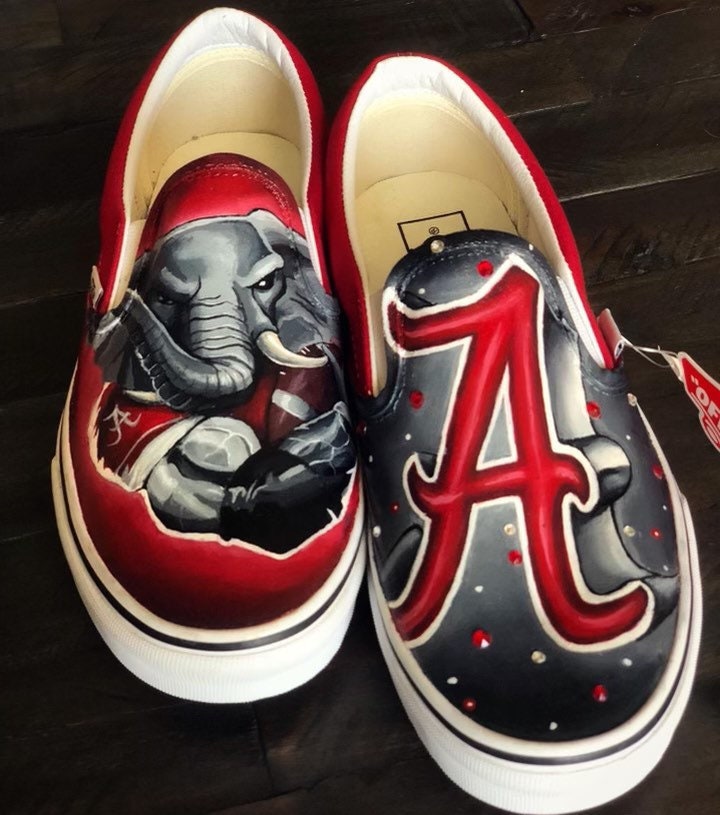 Custom Painted Alabama Shoes, Football Shoes, Custom Sports Shoes, Roll ...