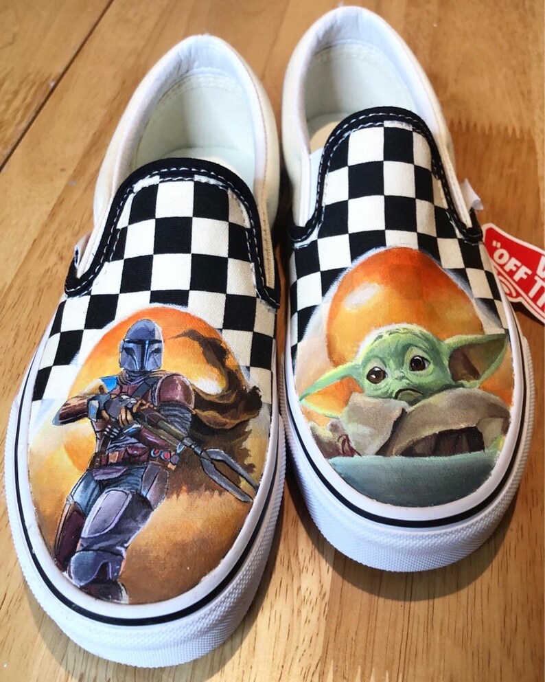 Custom Hand-painted Mandalorian and Baby Yoda Shoes - Etsy