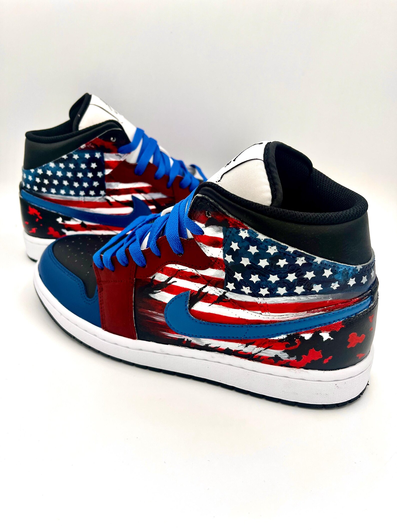 Hand-painted American Flag Nike Jordan 1 Mid Sneakers, Custom Shoes - Etsy