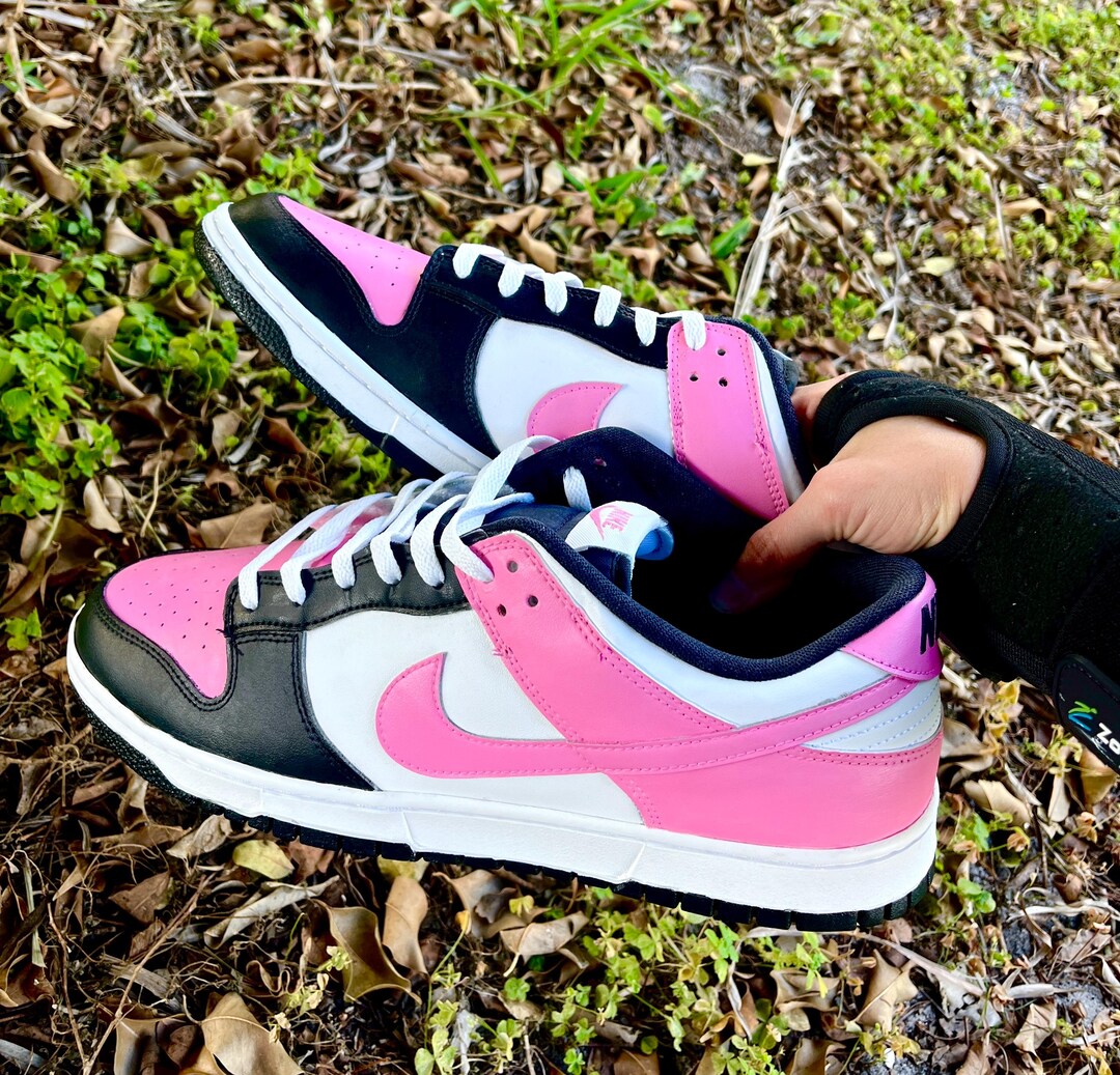 Custom Painted Hot Pink Dunks, Black and Pink Shoes, Gift for Her, Gift ...