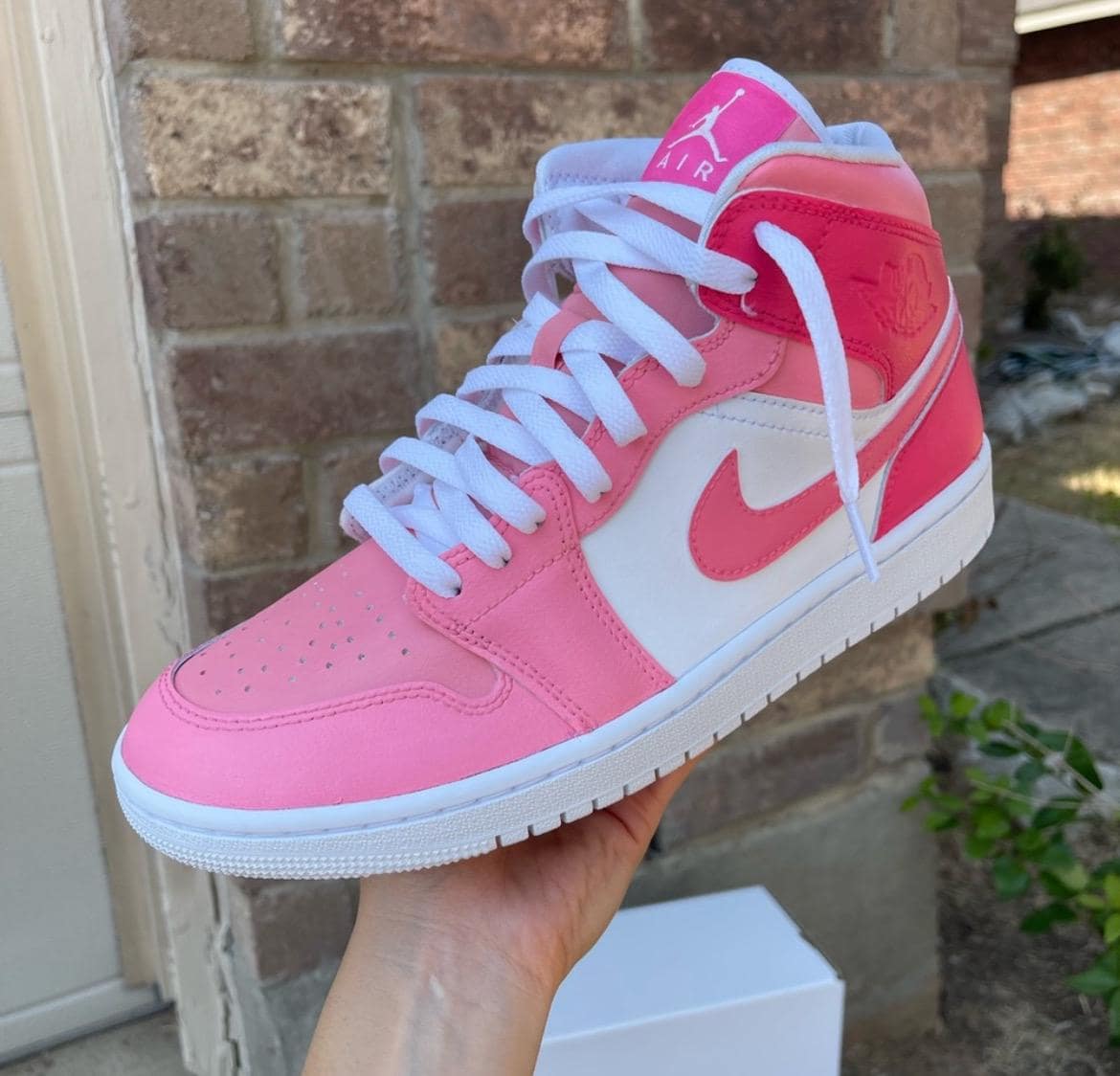 Custom Hand-painted Pink Jordans 1 Mid Sneakers - Etsy