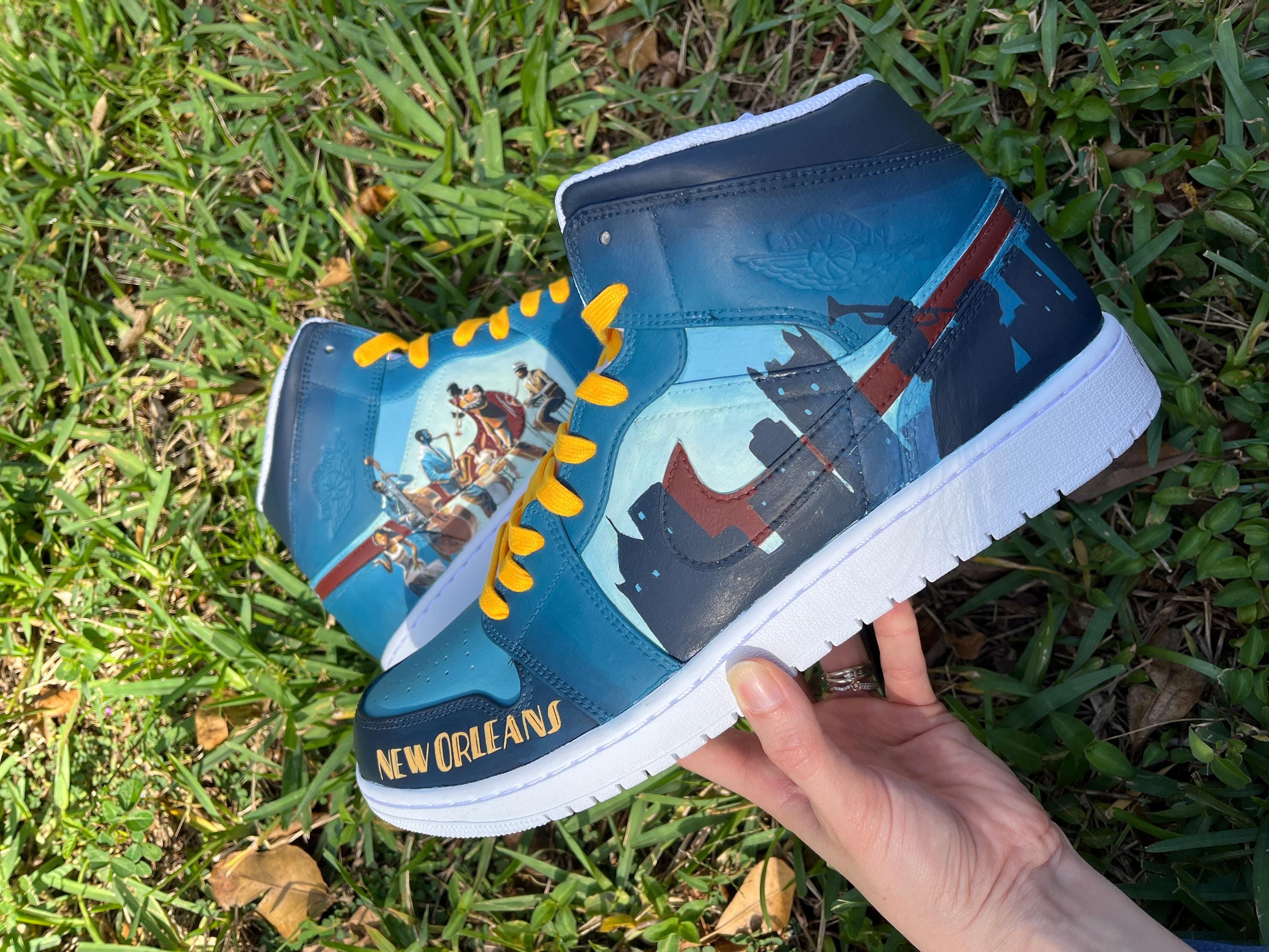 Custom Painted Jordan 1 Mid, Custom Jordans, Custom Painted Portrait ...