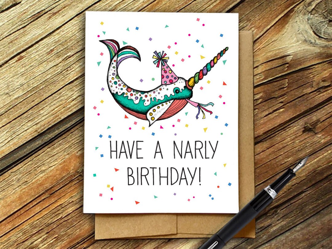 Narwhal Birthday Card, Narwhal Gift, Narwhal Art - Etsy