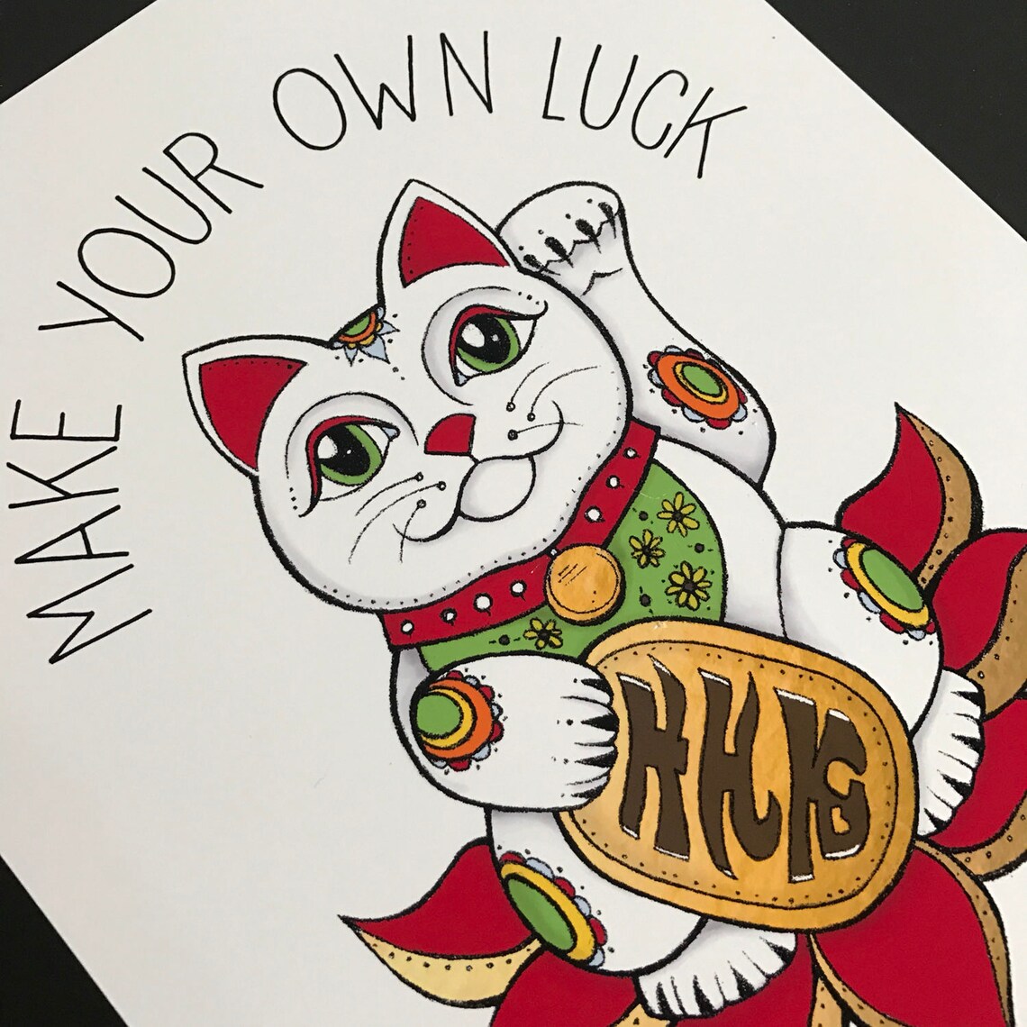 Lucky Cat Good Luck Make Your Own Luck Cat Feeling Lucky | Etsy