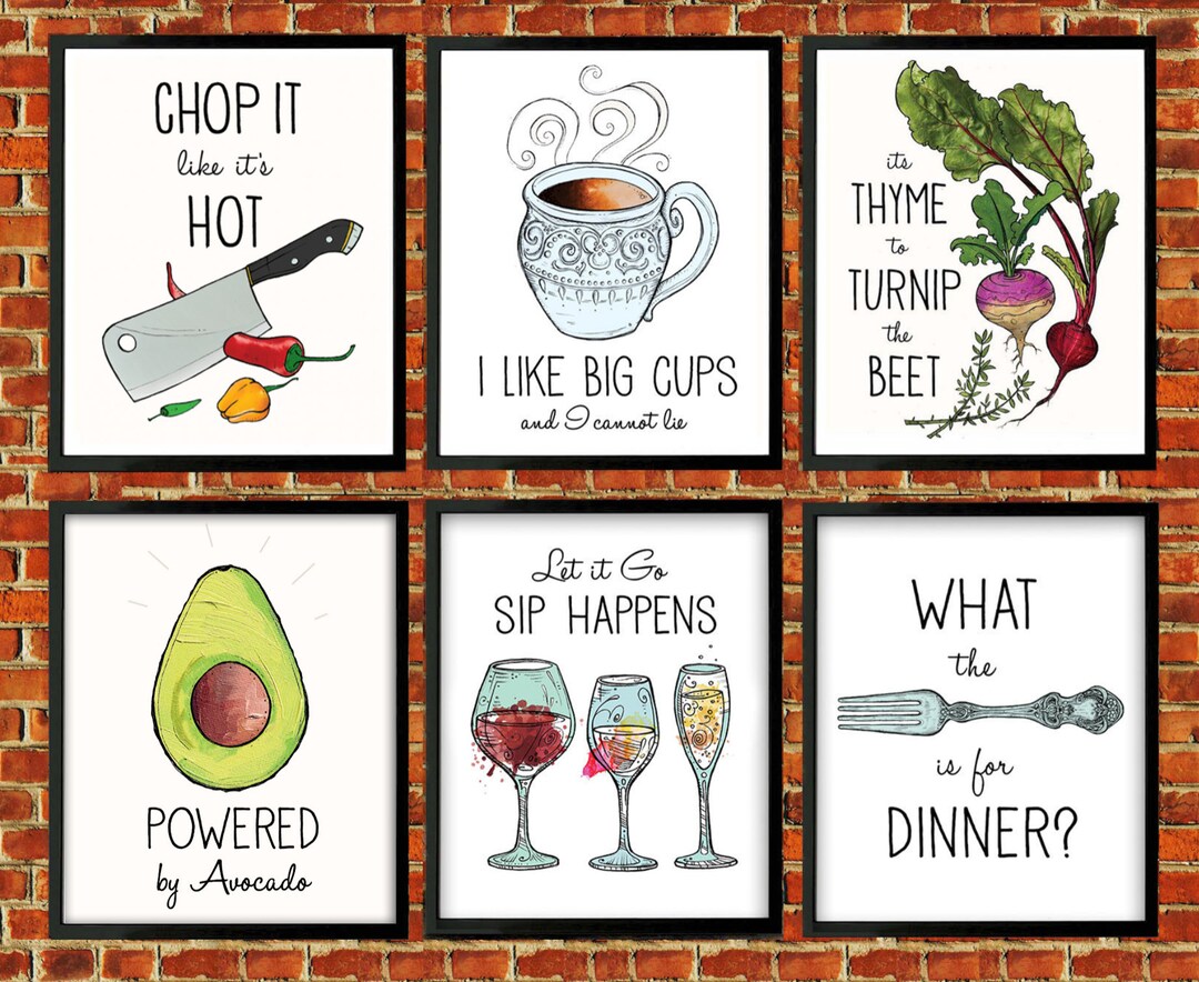 Kitchen Decor, 6 Prints, Kitchen Puns, Turnip the Beet, Kitchen Decor ...