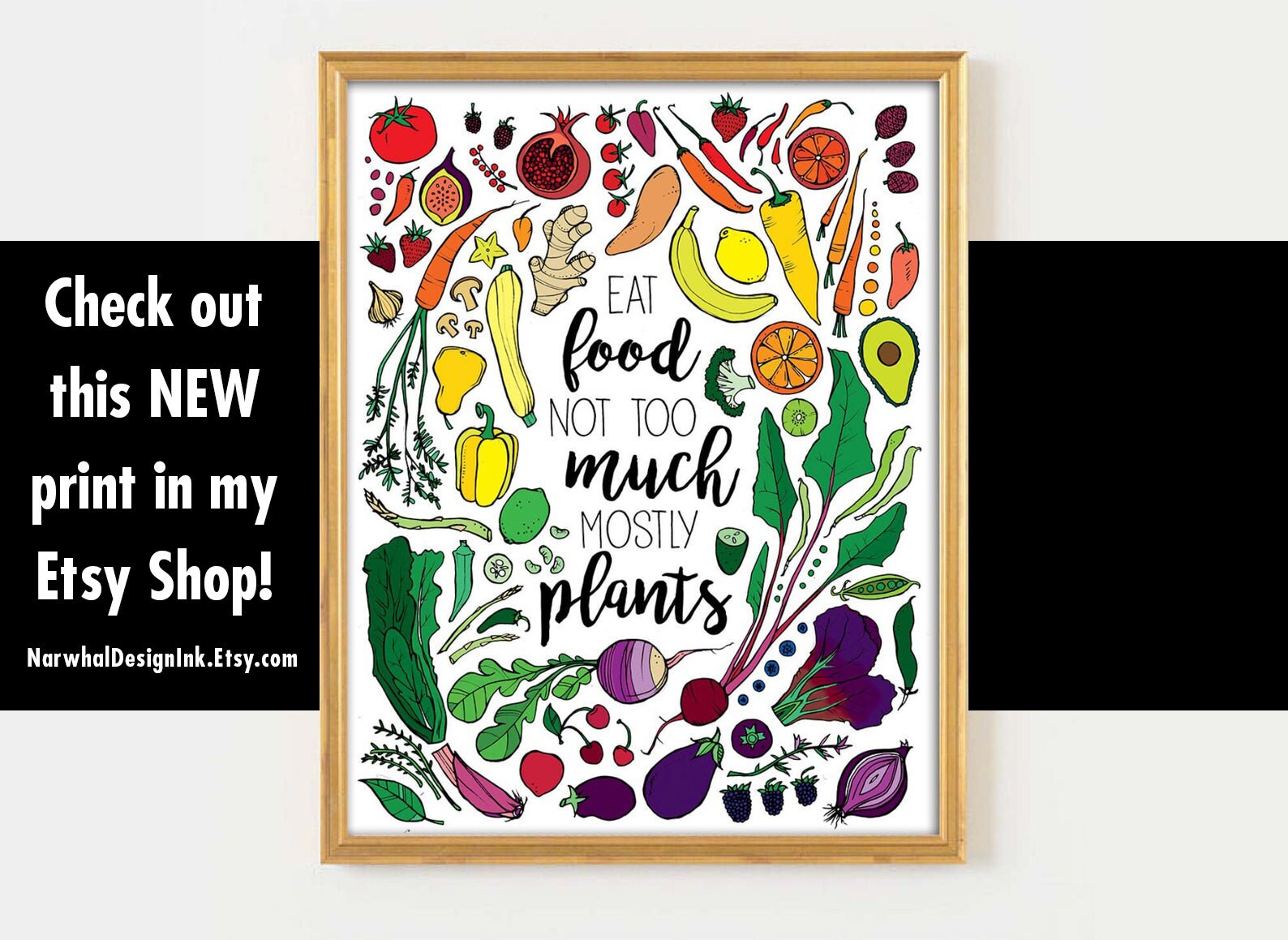 Eat Food Not Too Much Mostly Plants Kitchen Art Kitchen - Etsy