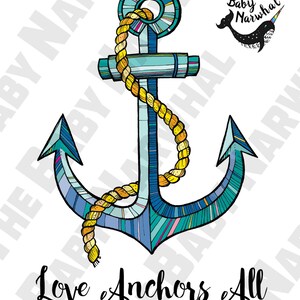 Nautical Nursery Quote, Anchor Art, Love Anchors All, Nautical Wall ...