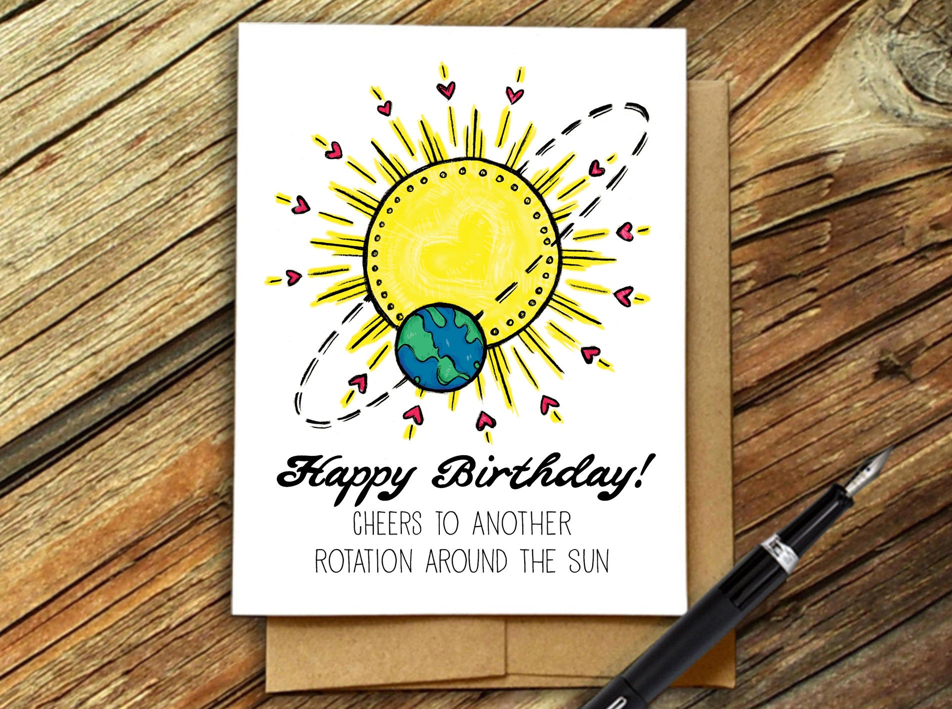 Cheers To Another Rotation Around The Sun Happy Birthday Card Sun