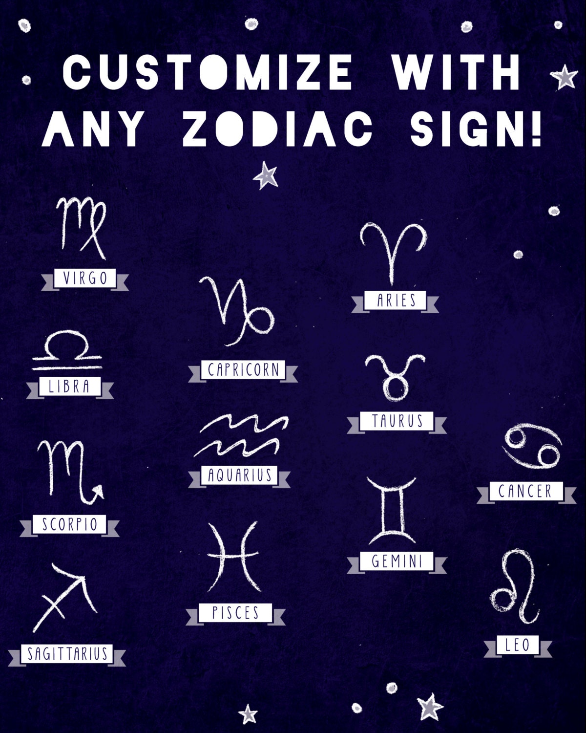 Birthday Constellation Print Space Theme Room Zodiac & | Etsy