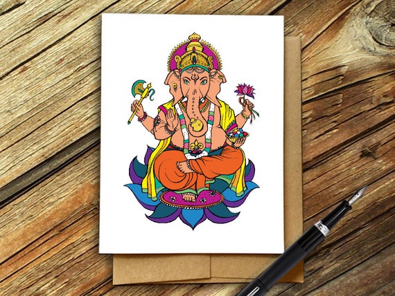 Ganesha Greeting Card Good Luck Greeting Card Blessing | Etsy