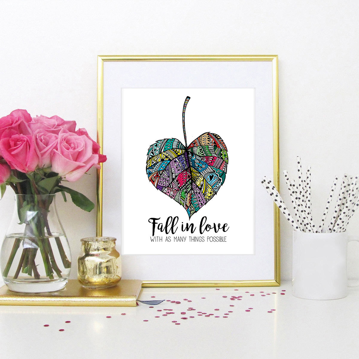 Love Art Fall in Love With as Many Things Possible Leaf Art | Etsy