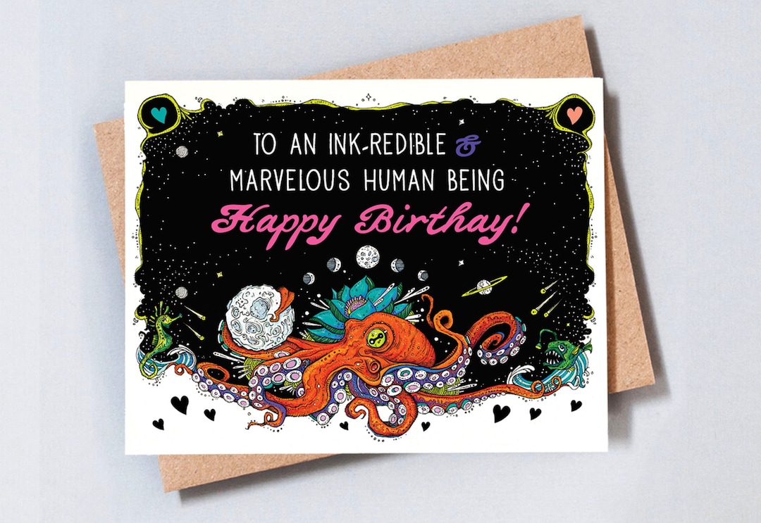 Octopus Birthday Card, Octopus Card, Octopus Gift - Etsy