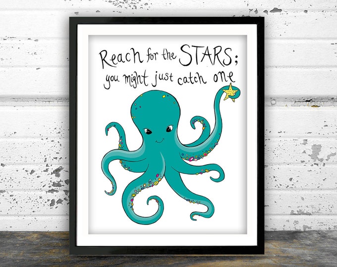 Nautical Nursery Quote, Octopus Print, Great Nursery Art, Inspirational ...