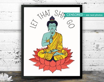 Yoga Let That Sht Go Bathroom Decor Funny Art - Etsy