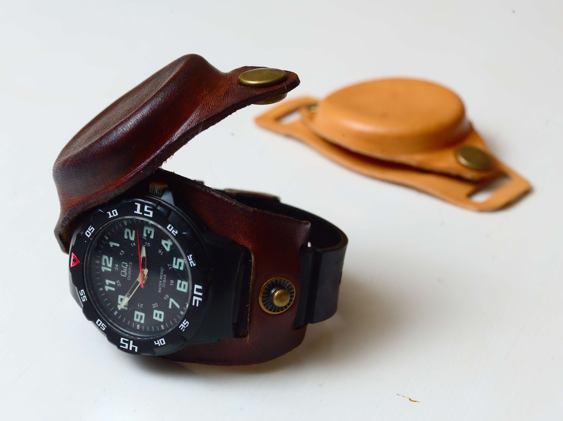 Leather Watch Cover Brown Than Black Watch Cover Protect - Etsy UK