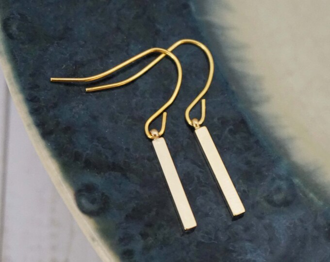 Mini Gold Bar Earrings - Etsy