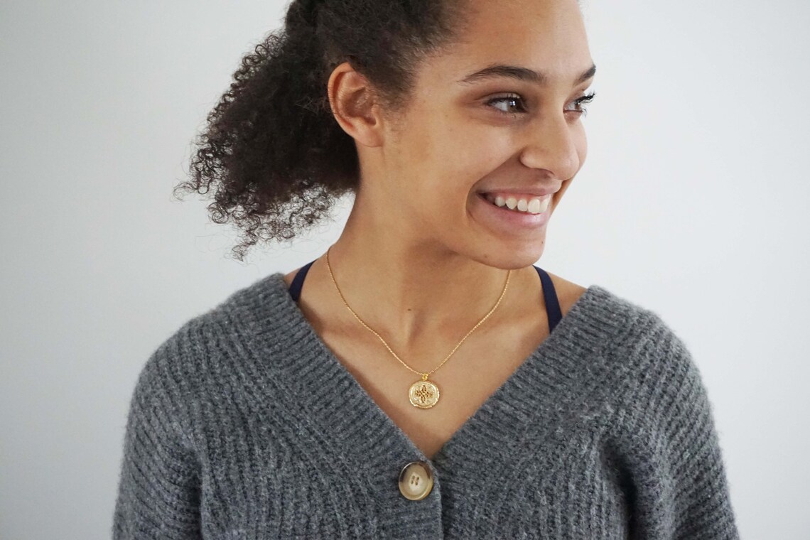 Gold Stamp Pendant Necklace Gold Charm Necklace Gold - Etsy