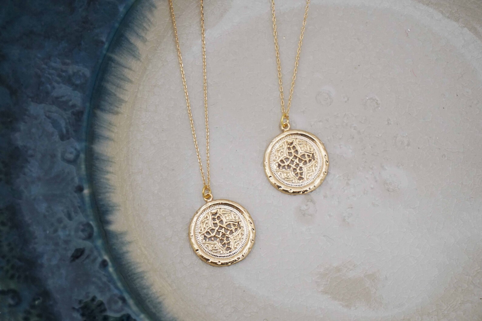 Gold Stamp Pendant Necklace Gold Charm Necklace Gold - Etsy