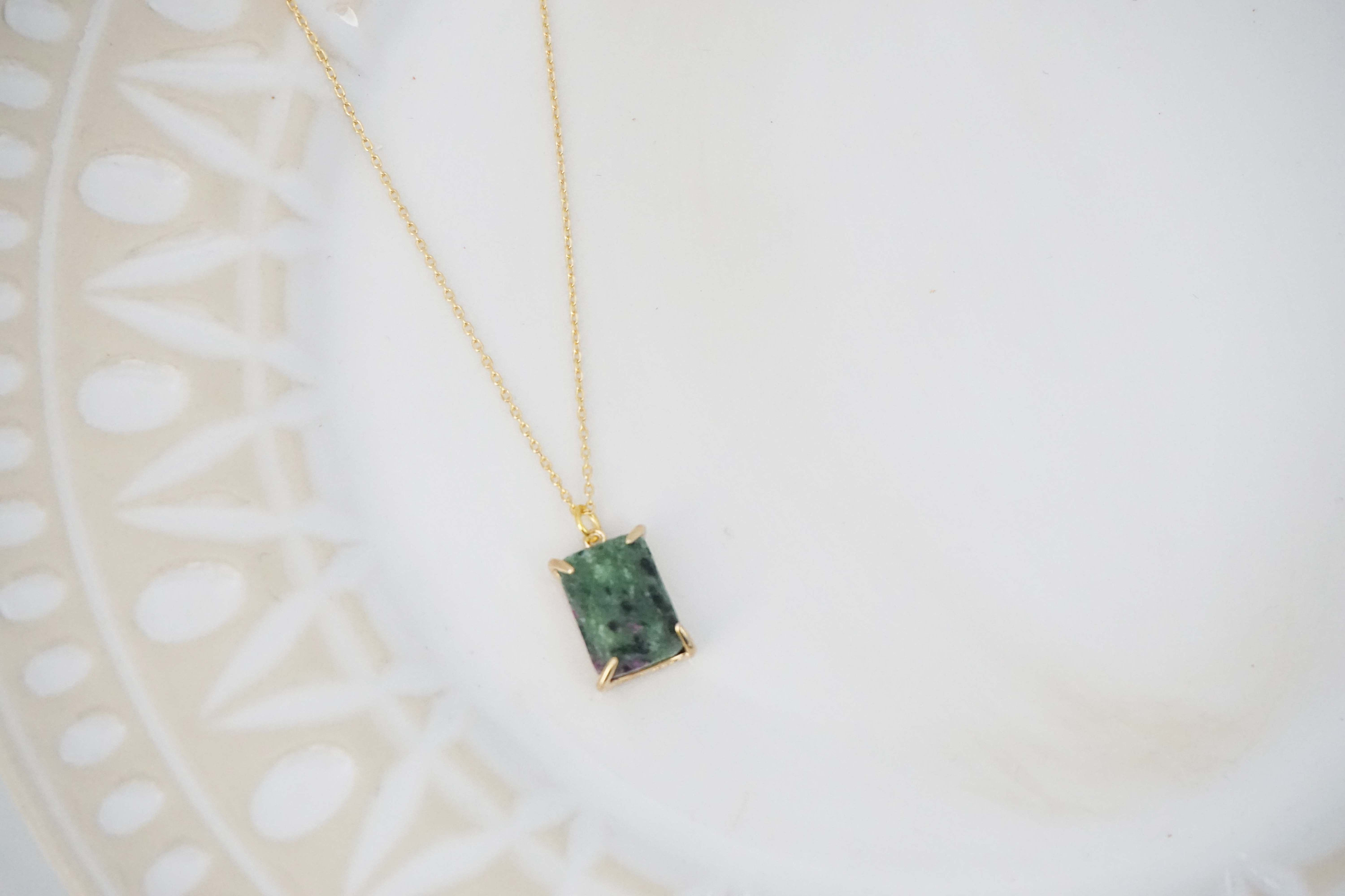Green Jade Square Pendant Necklace | Etsy