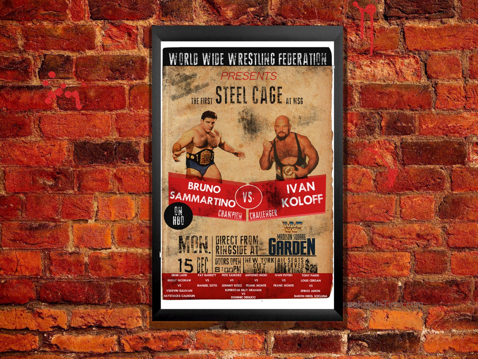 Vintage Wrestling Poster 1975 Steel Cage Match Live From Madison Square ...