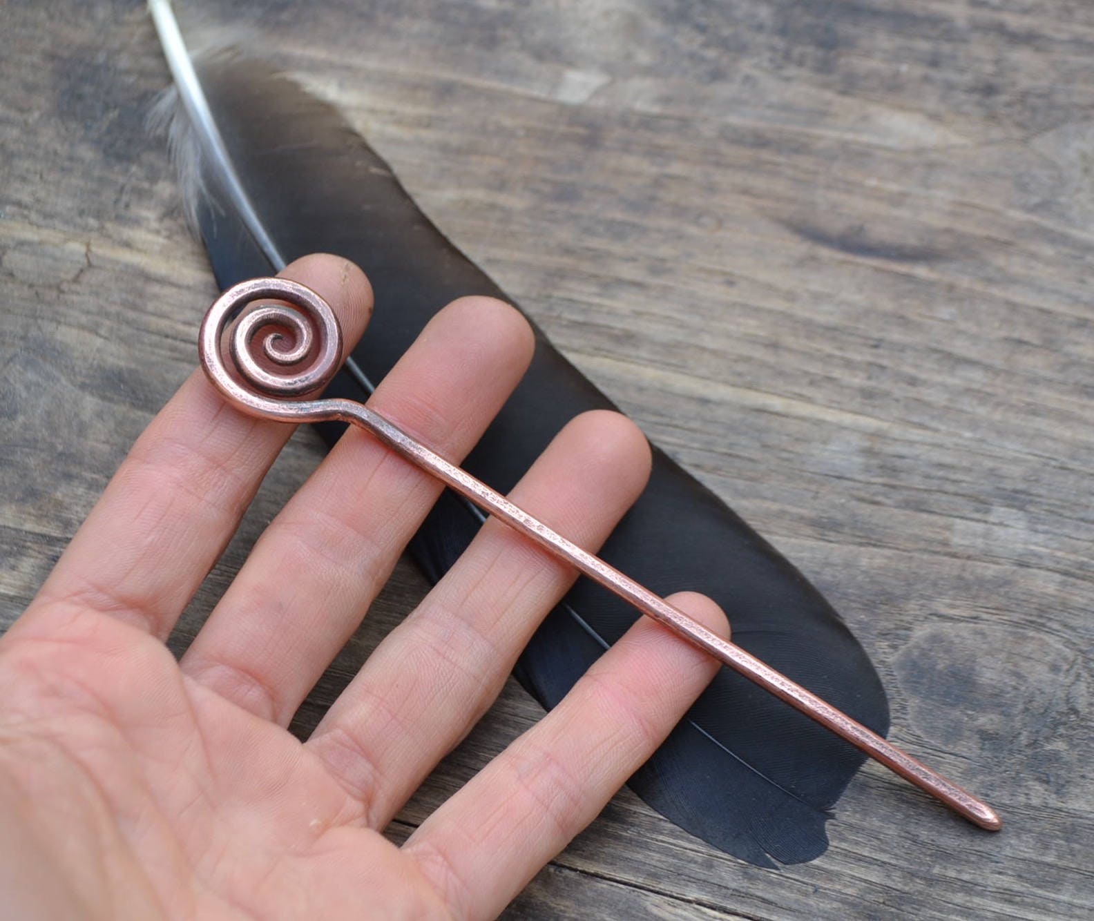 Copper hair pin hair pin spiral hair pin boho hair pin | Etsy
