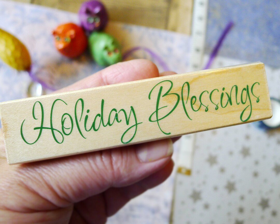 Holiday Blessings Rubber Stamp Non Denominational Greetings in Fancy ...