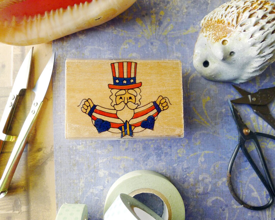 Uncle Sam, Independence Day Rubber Stamp, Uncle Sam in a Top Hat ...