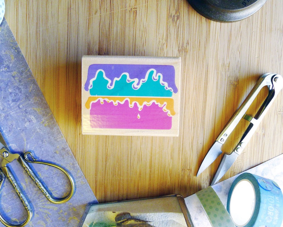 Layer Cake Rubber Stamp, Thick Frosting, Icing Drips, Rubber Stamp Cake ...