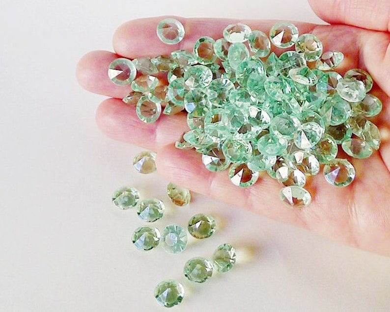 Light Green Diamond Confetti Acrylic Gem Table Scatter Sparkling ...