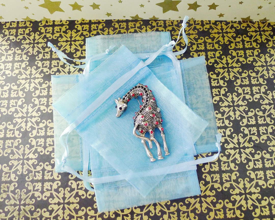 Small Baby Blue Organza Gift Bags Set of 20 Quality Sheer Fabric Favor ...