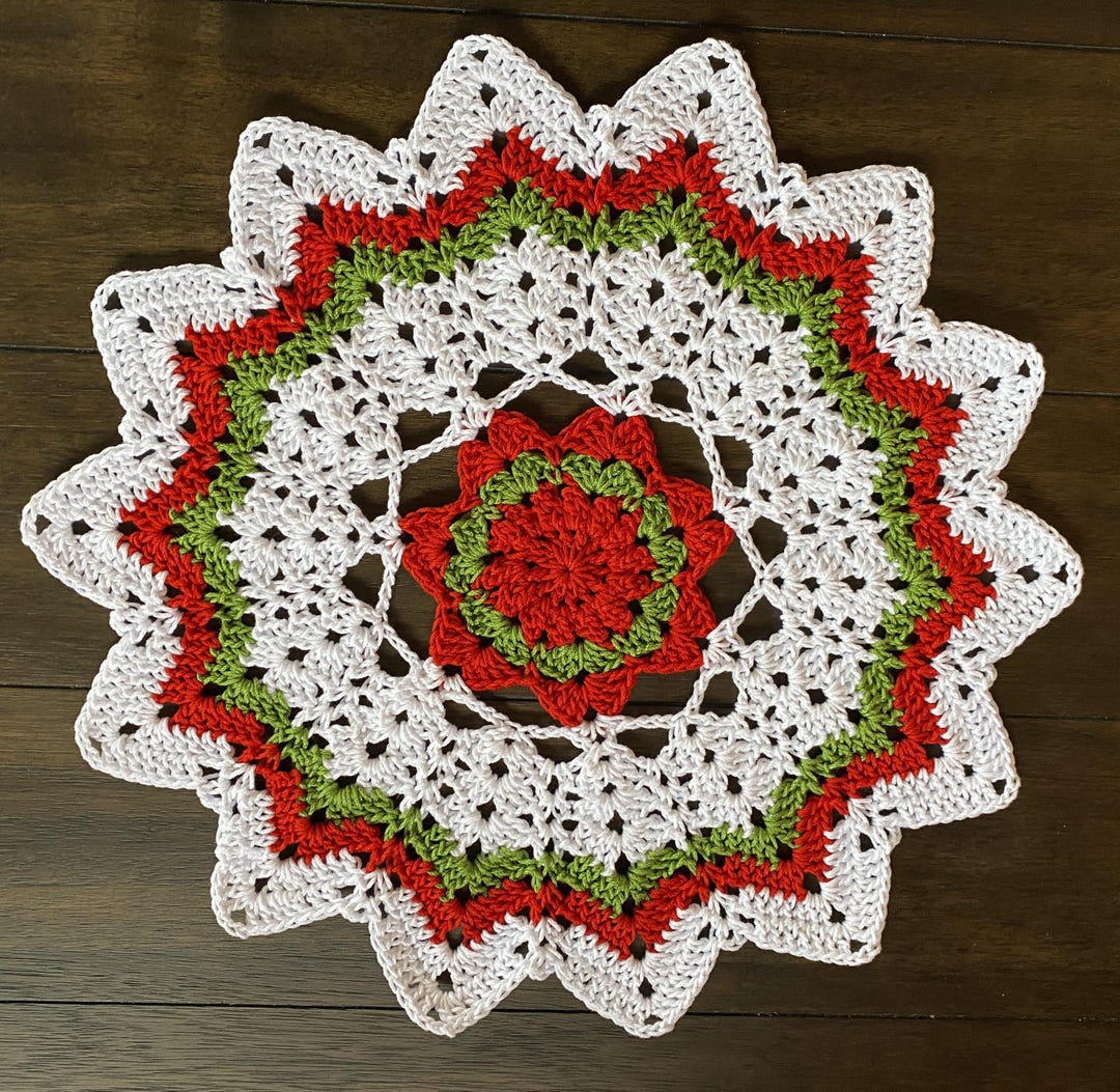 Crochet Festive Flower Doily Pattern Download - Etsy