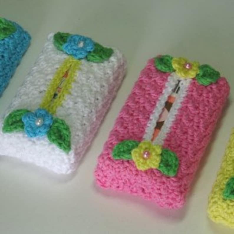Crochet Springtime Pocket Tissue Cover Pattern PDF - Etsy