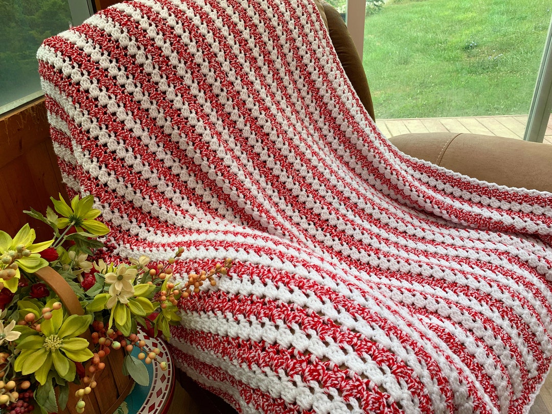Crochet Peppermint Stripe Holiday Blanket Pattern Download - Etsy