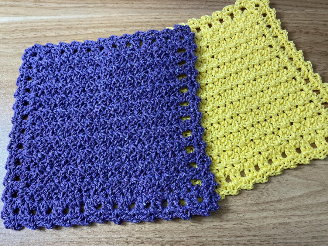 Easy V Stitch Washcloth or Dishcloth Simple One Row Repeat Pattern ...