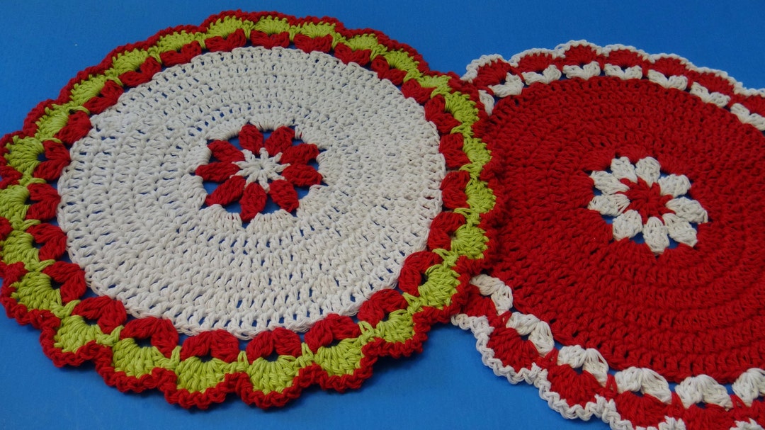 Easy Crochet Fan Trimmed Doily Pattern PDF Heavy Weight Doily Made ...