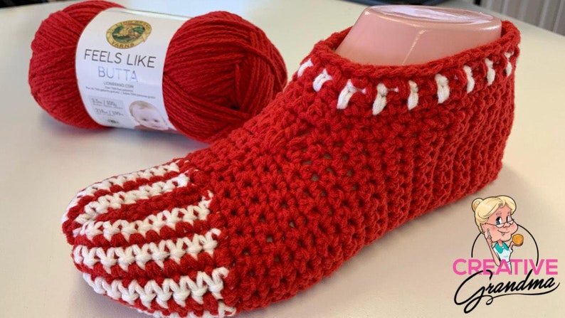 Crochet Candy Cane Slippers Pattern PDF Easy Slipper Pattern - Etsy