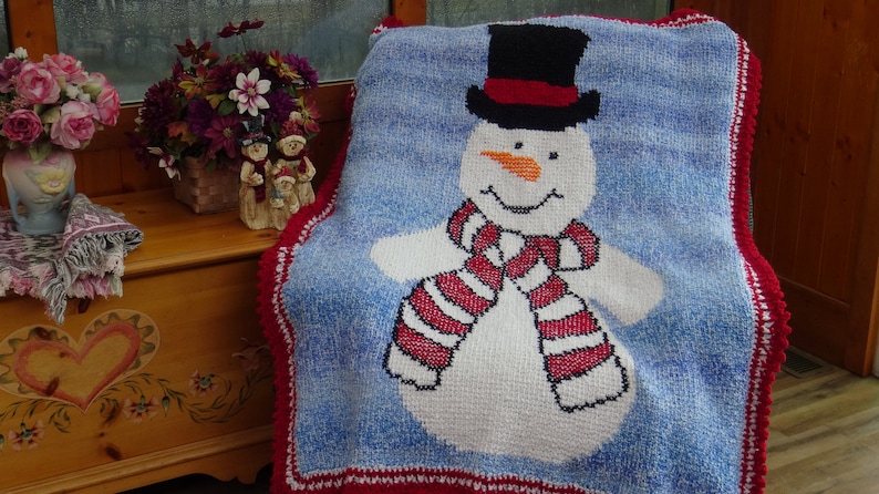 Crocheted Snowman Holiday Afghan Pattern Download | Etsy