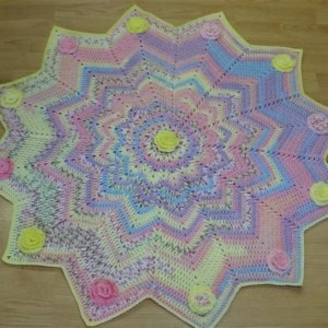 12 Pointed Star ROSES Baby Afghan Crochet Pattern Pdf. Crochet for Baby ...