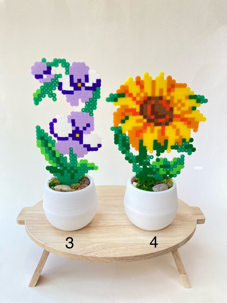 Handmade Flower Pixel Perler Bead Plant | Sunflower | Bluebonnet ...