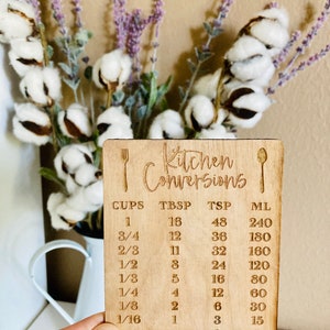Oak Kitchen Conversion Chart Magnet: Cooking & Baking Gift - Etsy