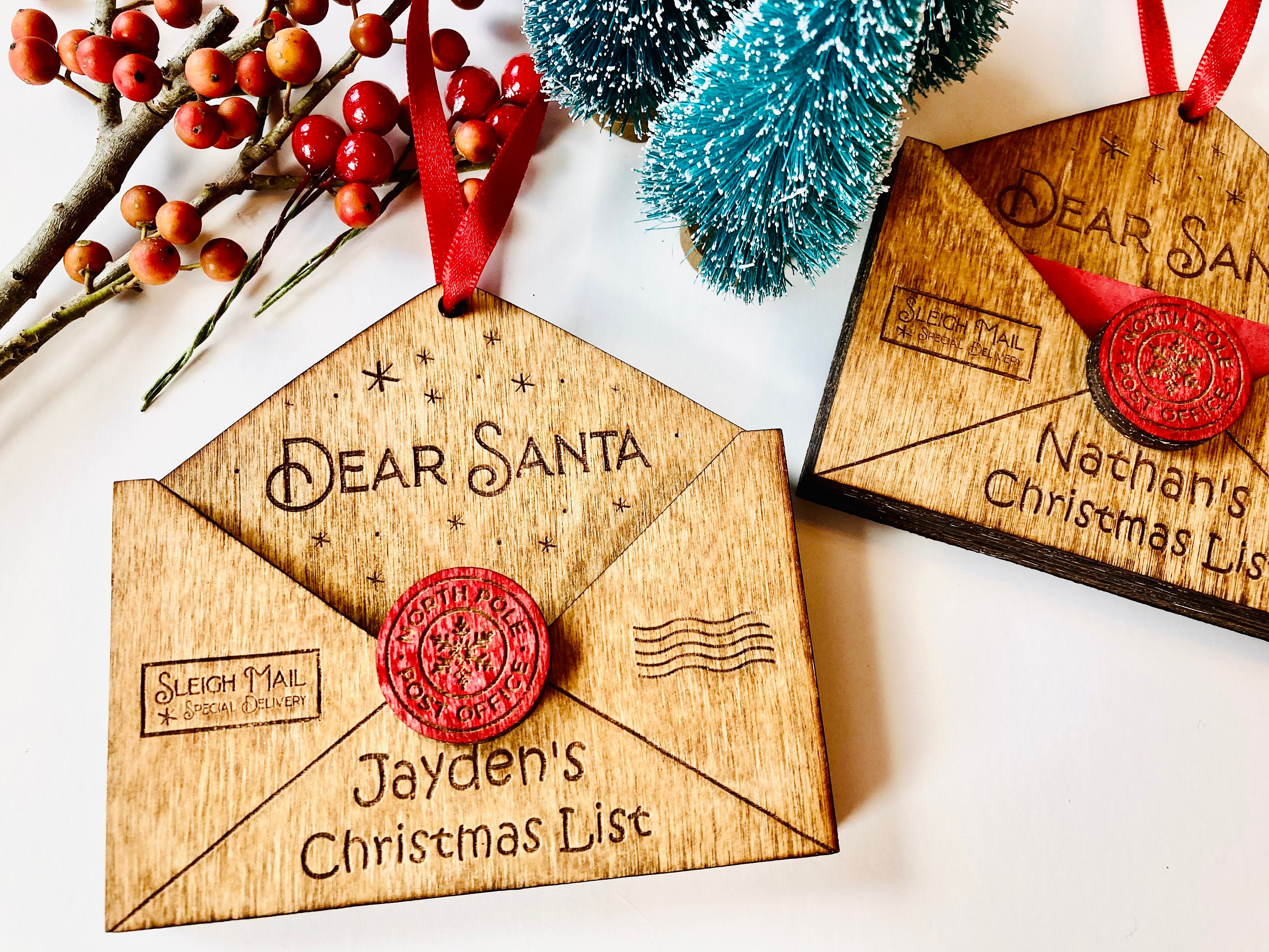 Personalized 3D Wooden Engraved Letter to Santa Ornament | Santa ...