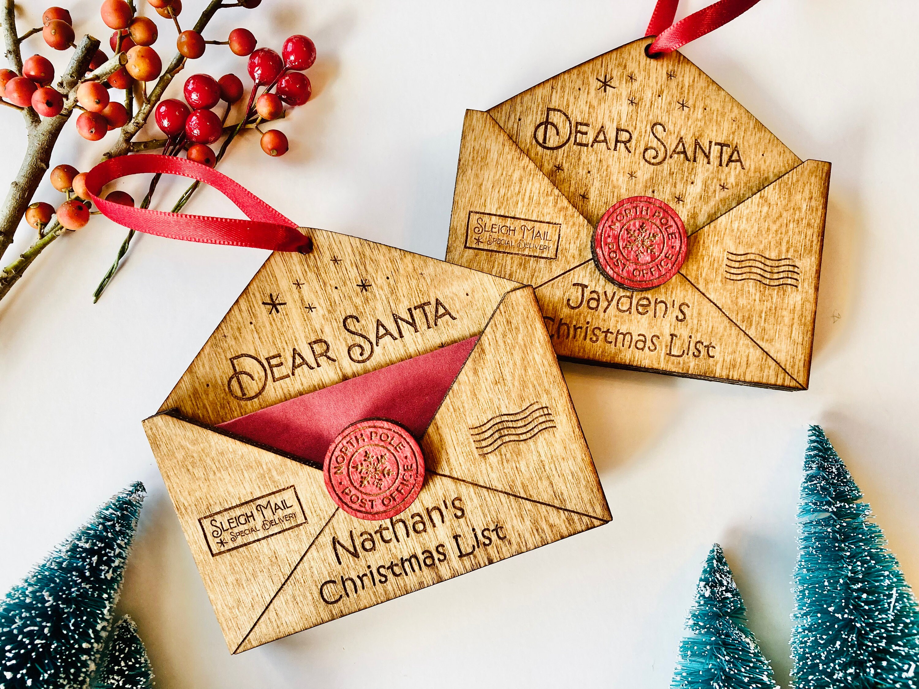 Personalized 3D Wooden Engraved Letter to Santa Ornament | Santa ...