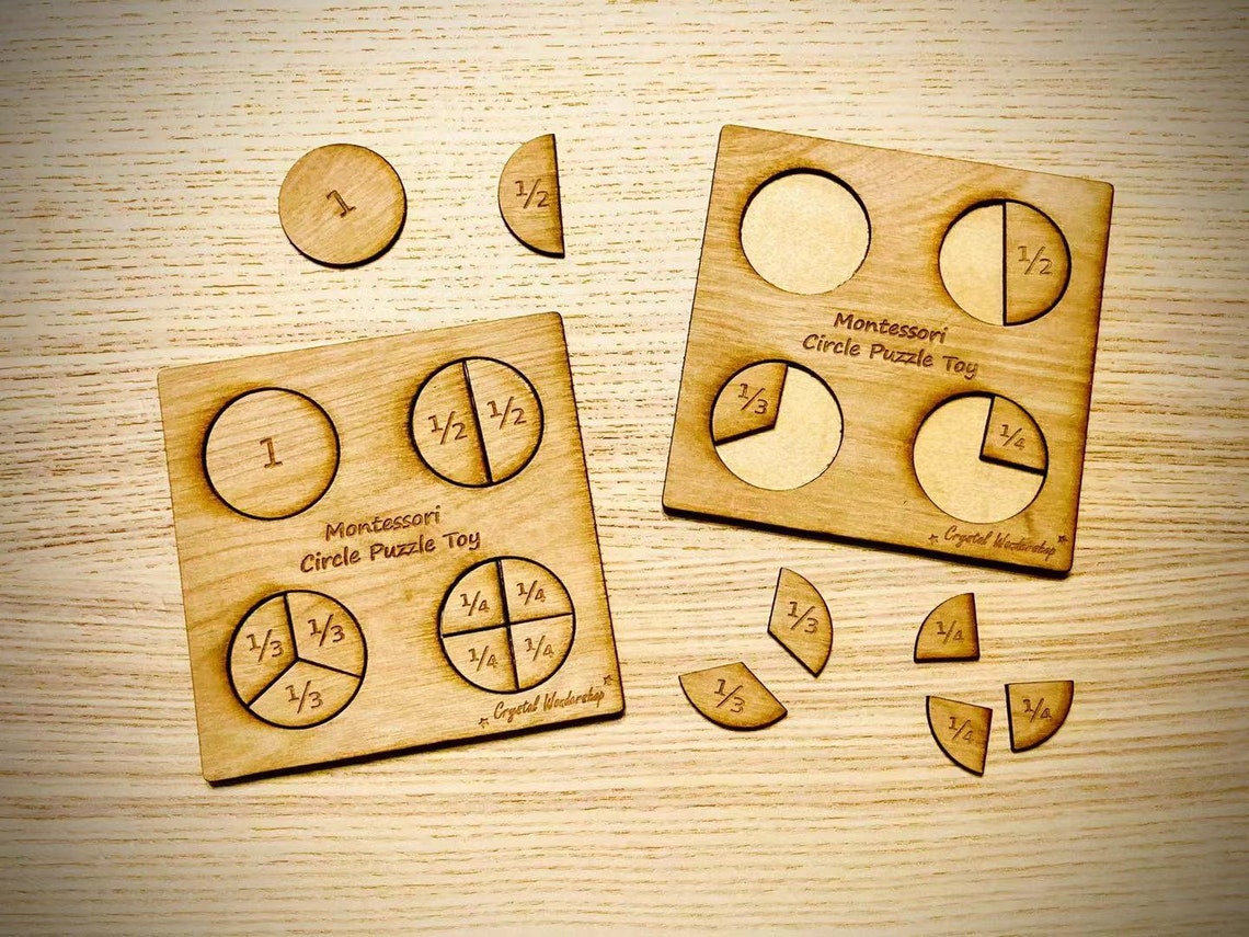 Customized Montessori Wooden Circle Math Puzzle | Fractions Learning ...