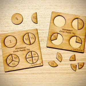 Customized Montessori Wooden Circle Math Puzzle | Fractions Learning ...