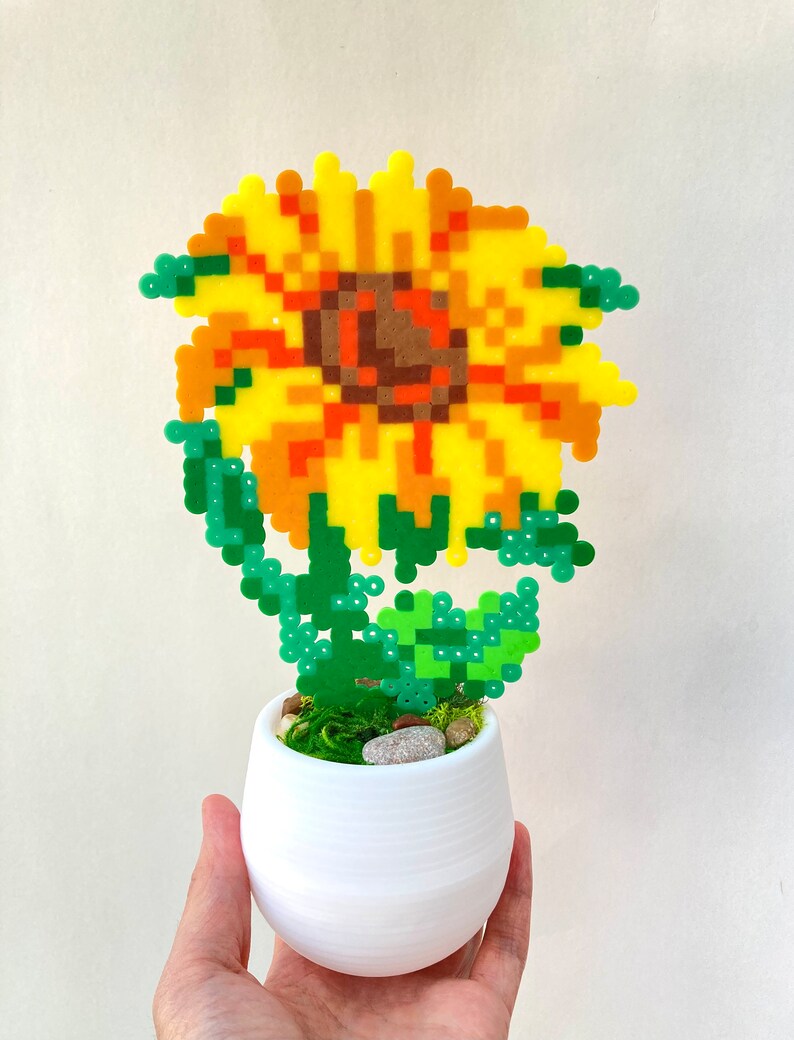 Handmade Flower Pixel Perler Bead Plant | Sunflower | Bluebonnet ...